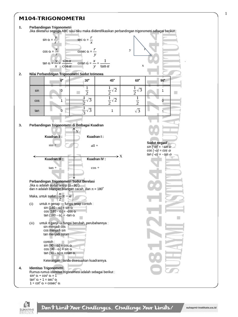 Perbandingan dan Identitas Trigonometri | PDF