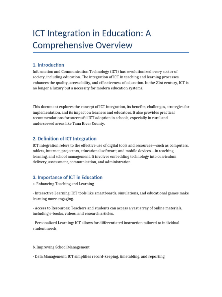 ICT Integration in Education | PDF | Educational Technology ...