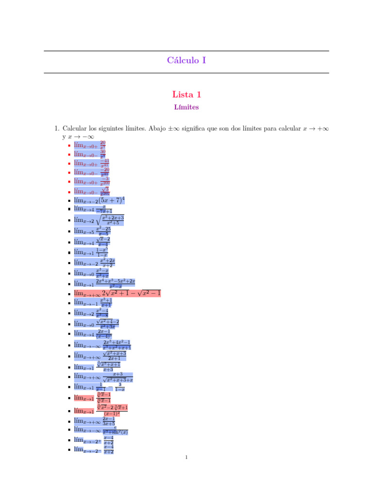 Lista de Limites | PDF