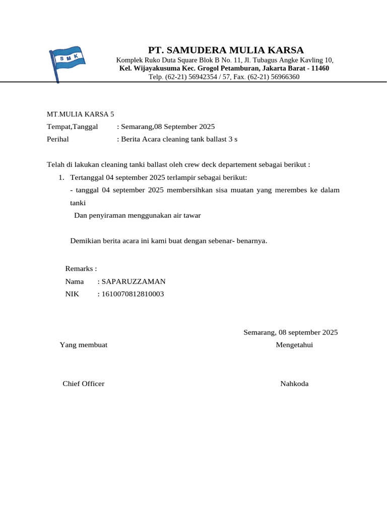 Ba Cleaning Tanki Ballast Smrng | PDF