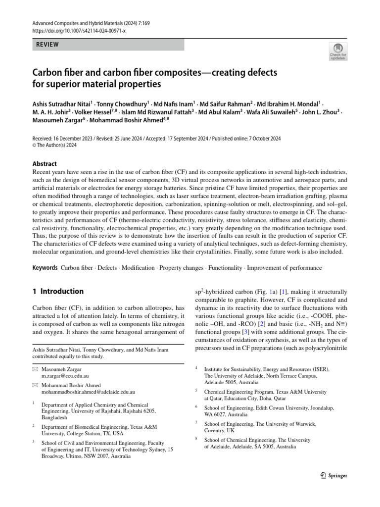 Carbon Fiber Defects Enhance Properties | PDF | Graphene | Carbon Nanotube