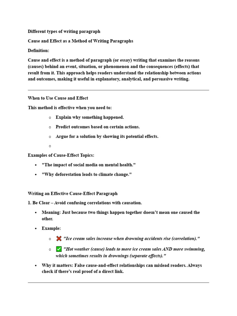 Different Types of Writing Paragraph | PDF | Causality | Cakes