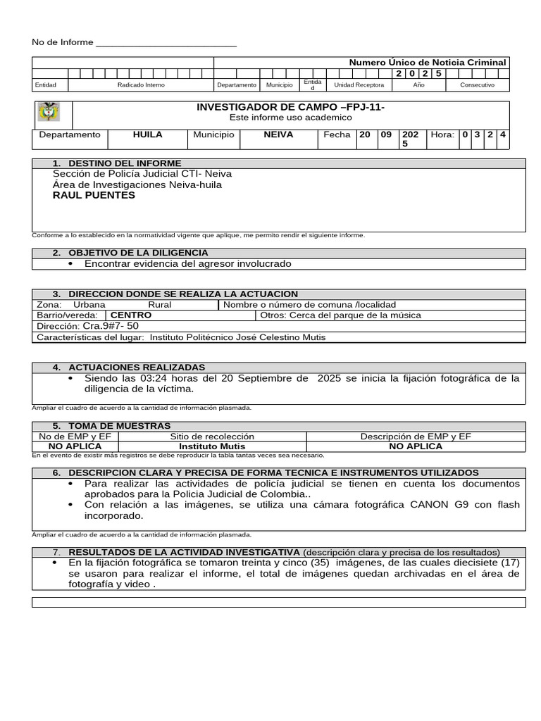 Informe de Investigación Criminal Neiva | PDF