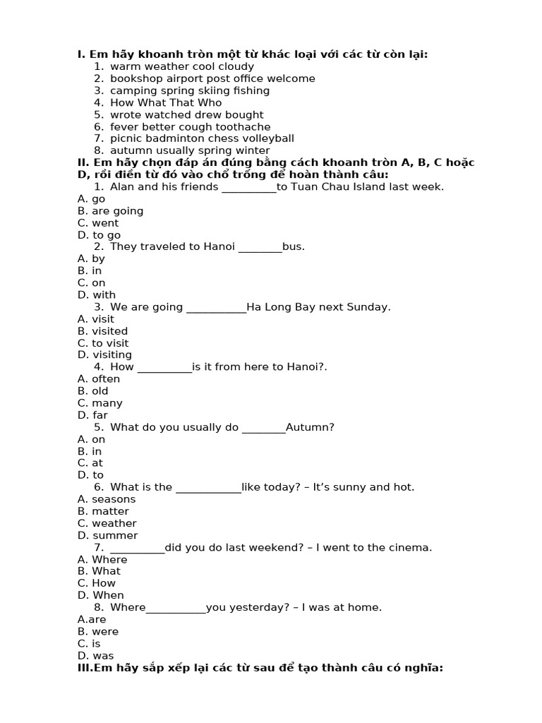 Bai Tap on Lop 5 Ki 2 IRIS | PDF