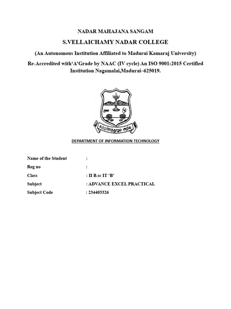 Excel Front Page B | PDF