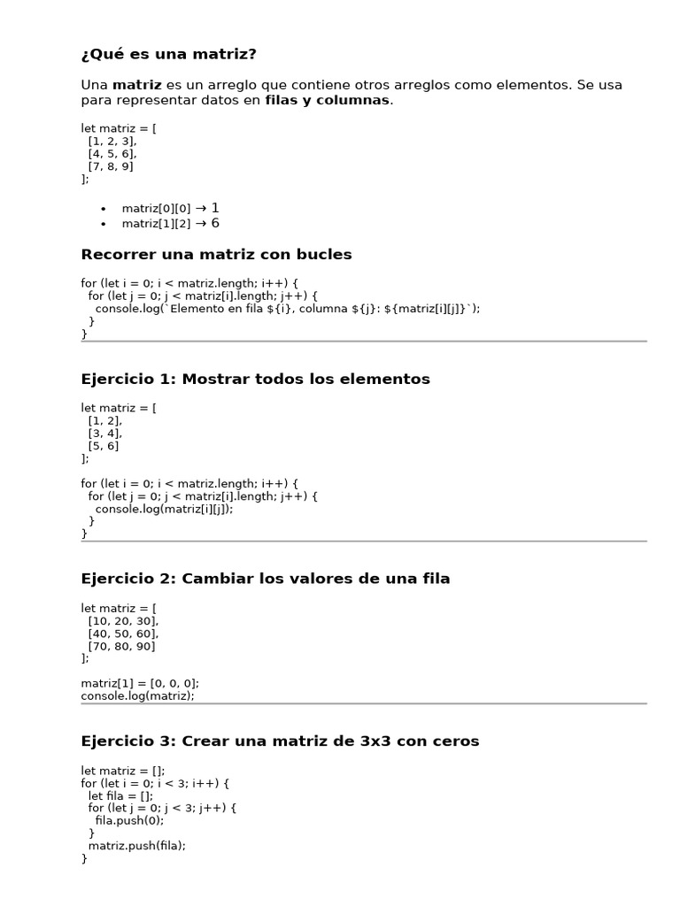 Ejercicios de Matrices | PDF