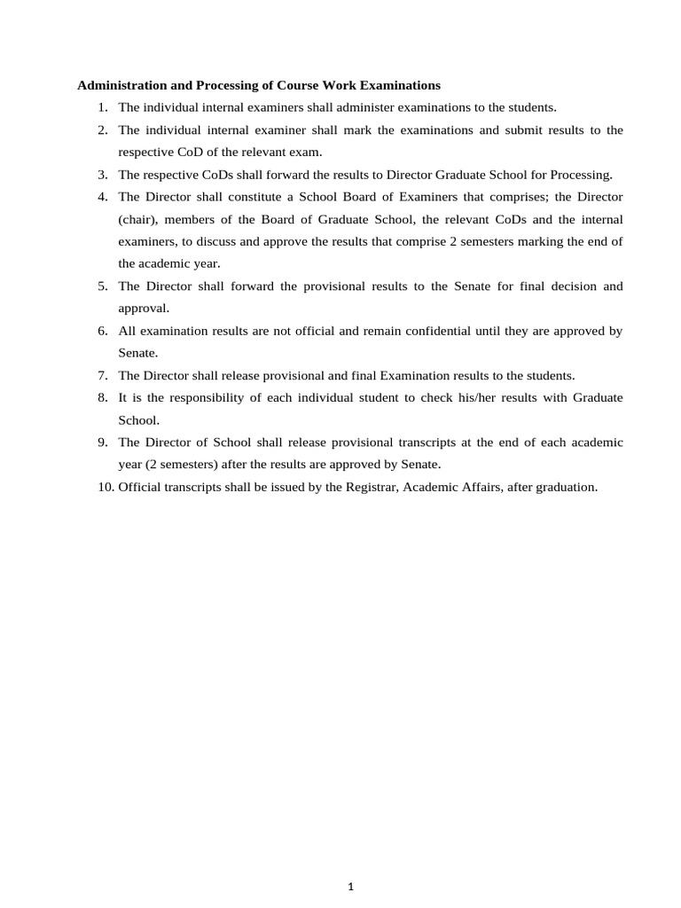 Course Work Exam Administration Process | PDF