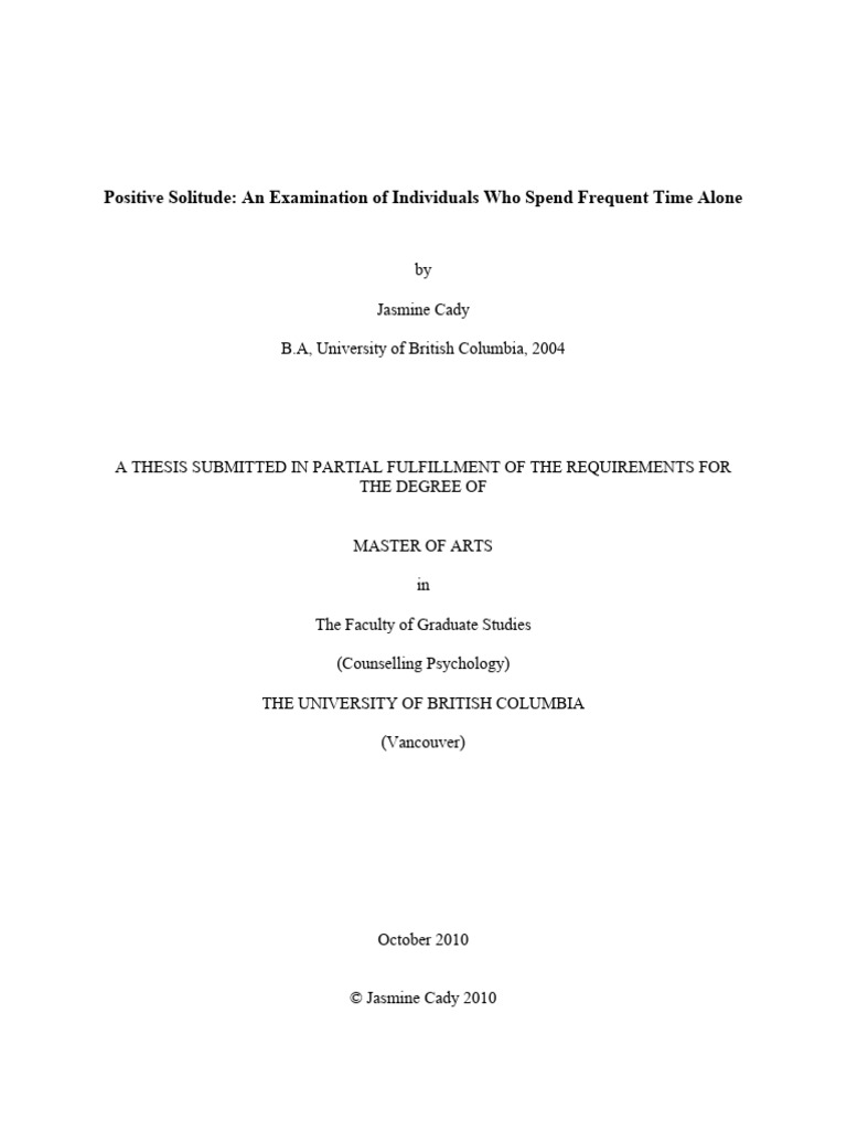 Positive Solitude an Examination of Individuals Who Spend 1r0vfcgqqj ...