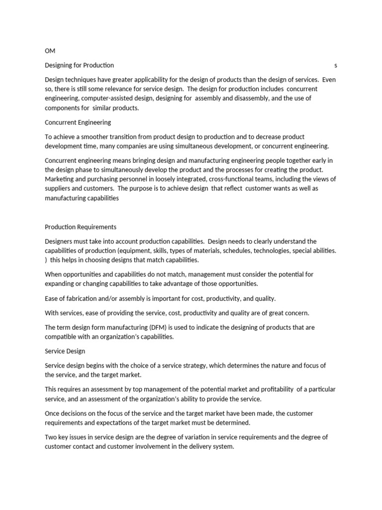 Designing for Production and Services | PDF | Engineering | Business ...