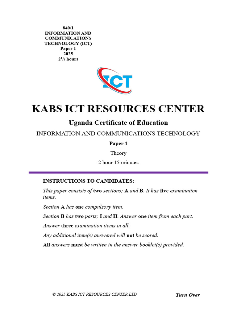 UCE ICT Paper 1 Guide 2025 | PDF | Electronic Waste | Information And ...
