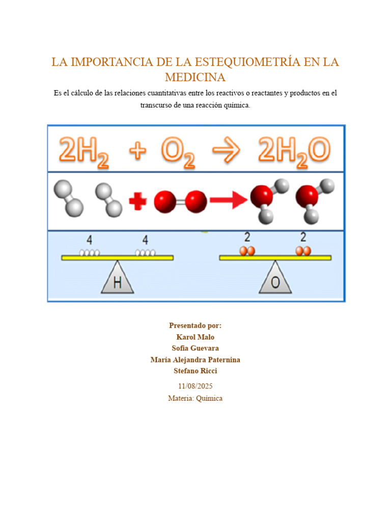 Estequiometría en Medicina: Clave Vital | PDF | Estequiometría | Calcio