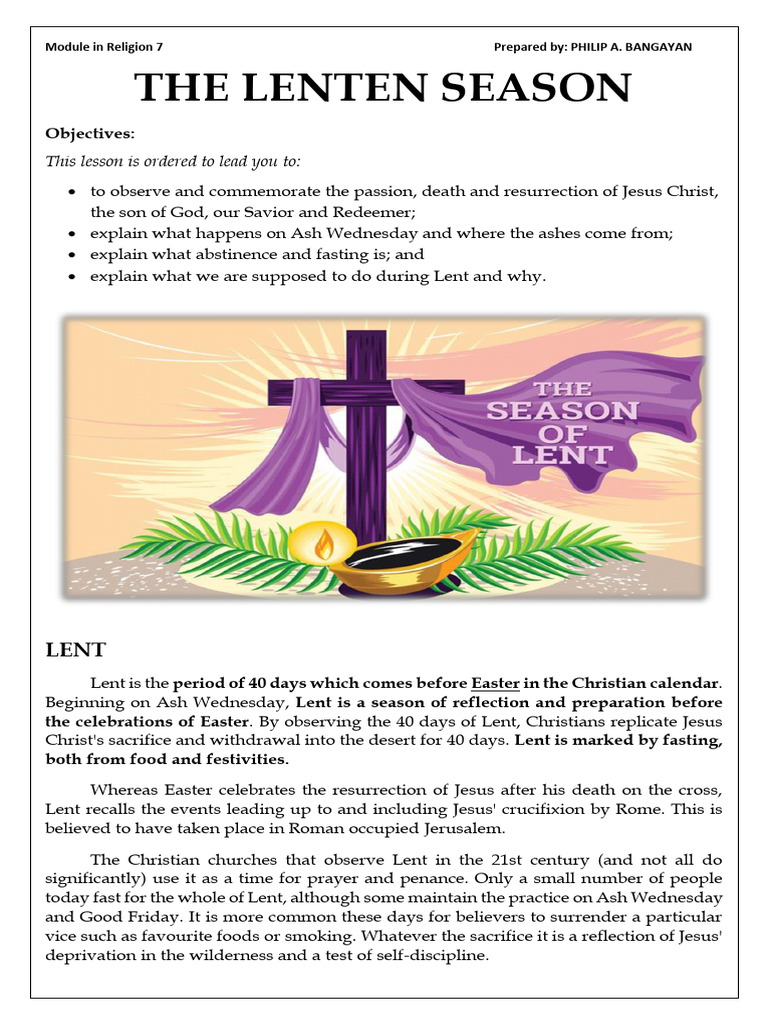 LESSON-ON-LENTEN-SEASON | PDF | Lent | Easter