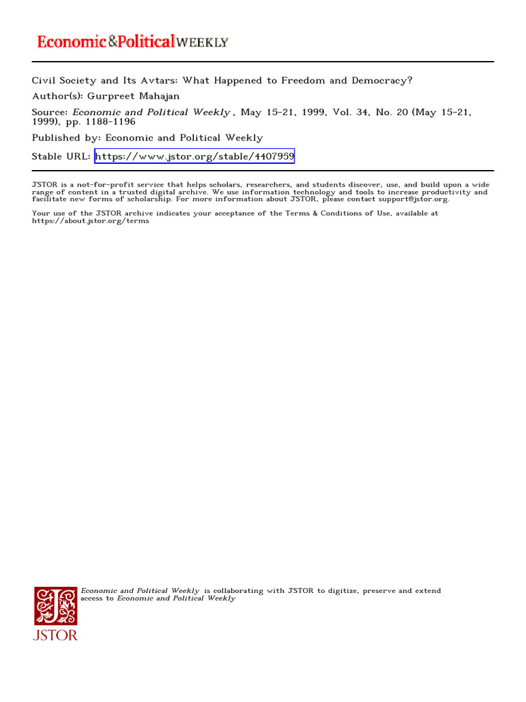 Civil Society's Role in Democracy | PDF | Civil Society | State (Polity)