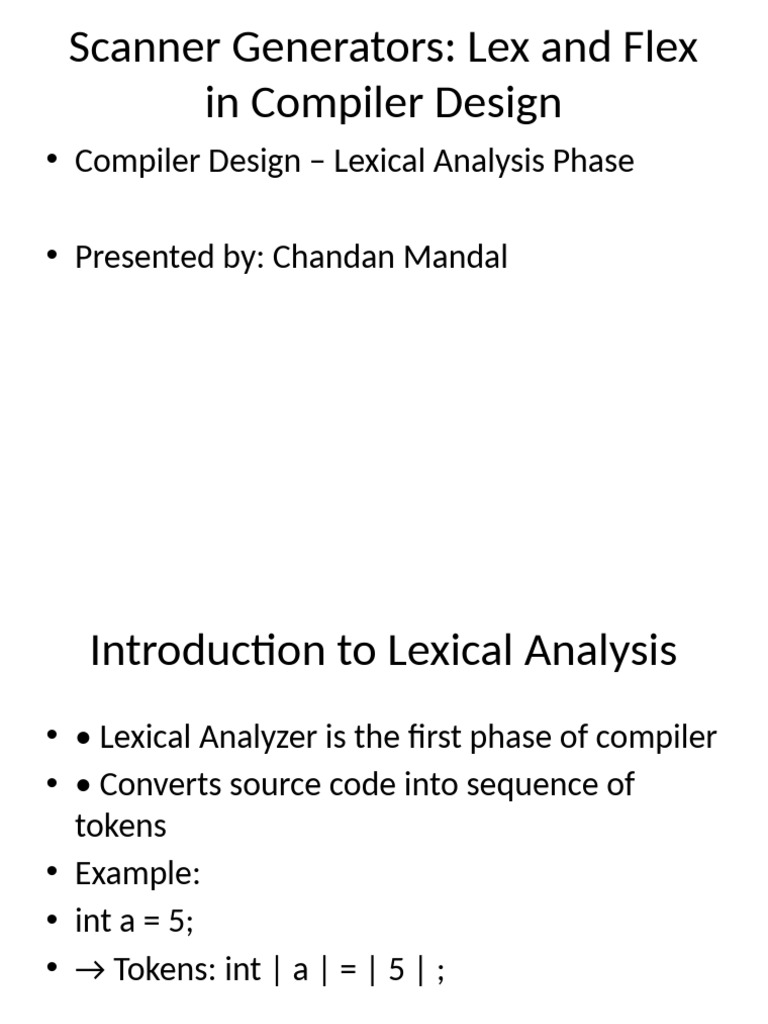 Lex and Flex in Compiler Design | PDF