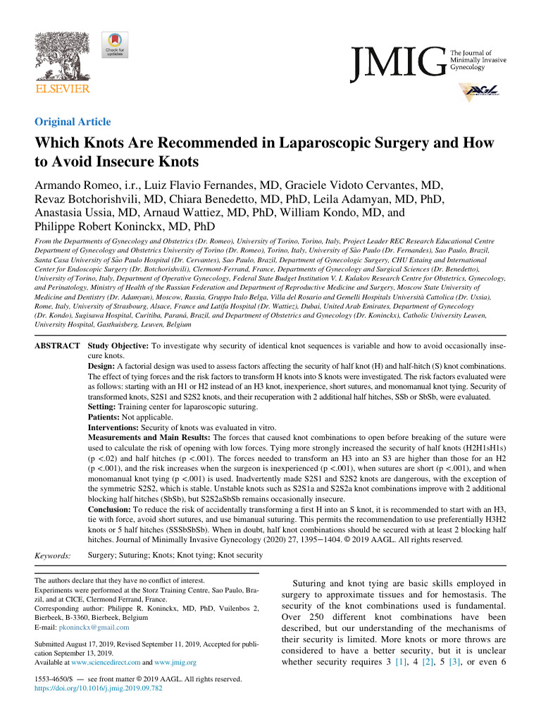 Recommended Knots in Laparoscopic Surgery | PDF | Surgical Suture | Knot