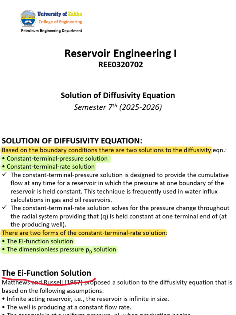 Solution of Diffusivity Equation | PDF | Petroleum Reservoir | Gases