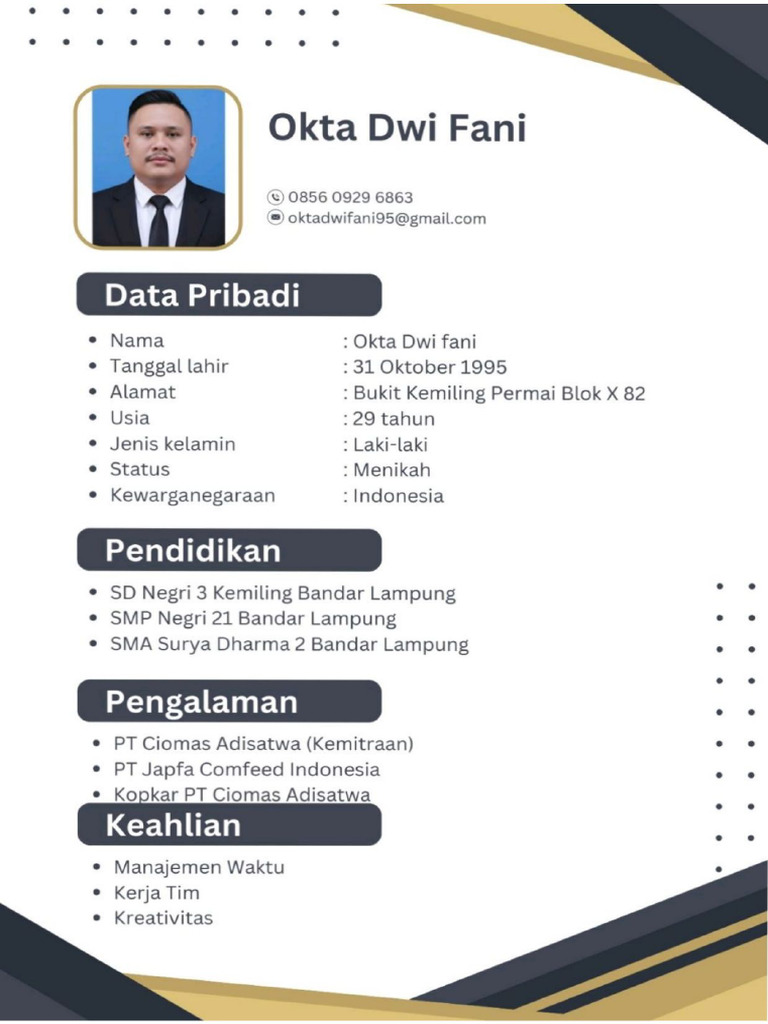 CV Okta Dwi Fani | PDF