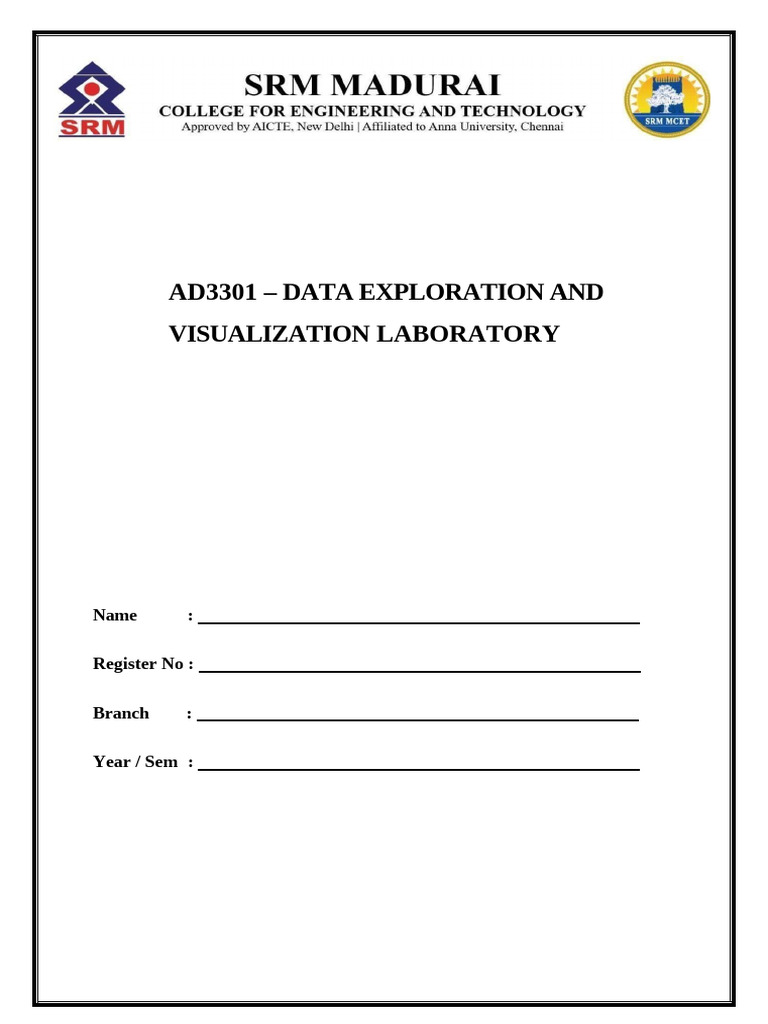 BDA Lab Front Page | PDF