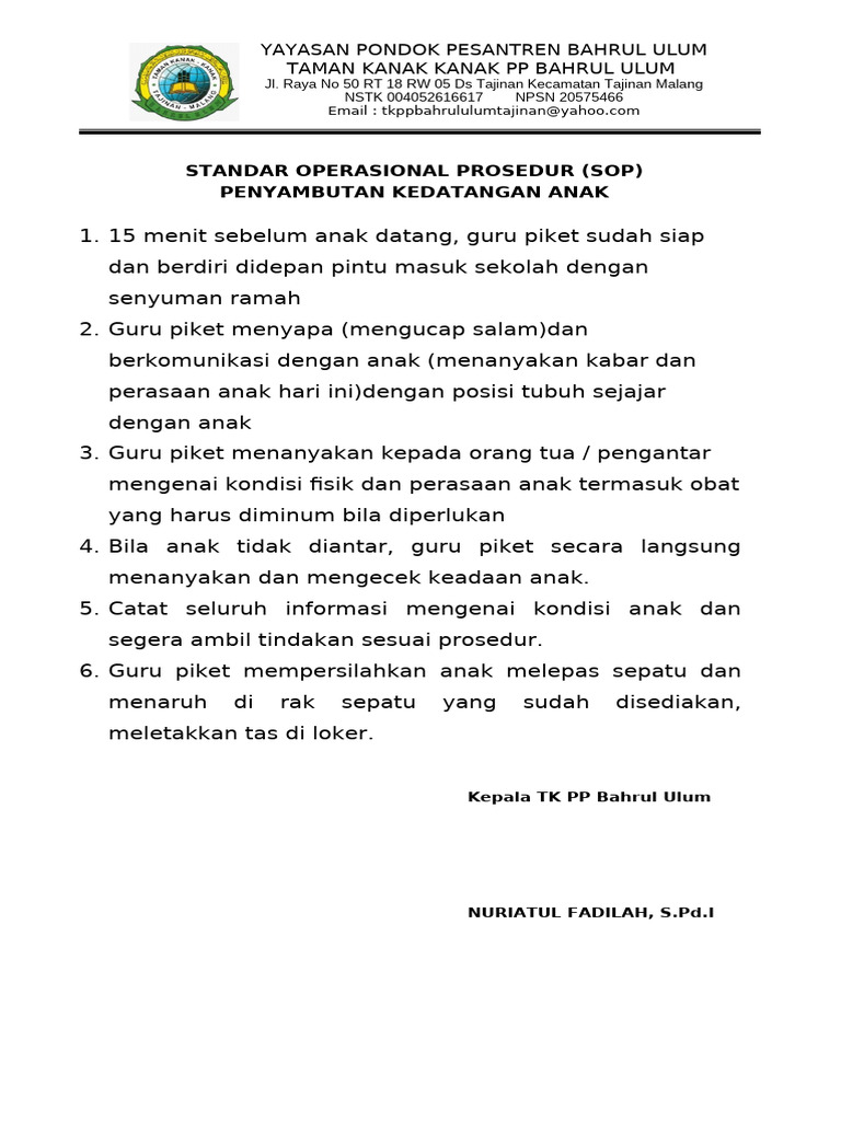Sop Pembelajaran Fix | PDF