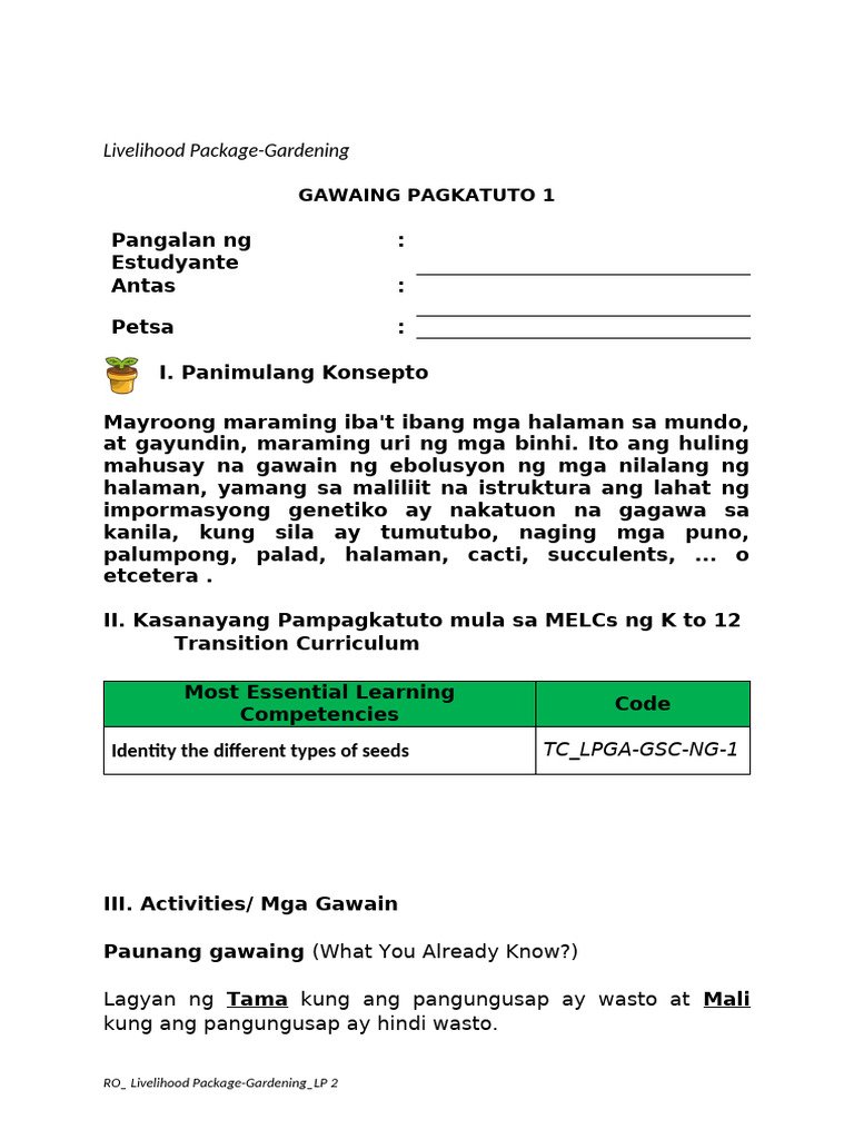 Learners Packet | PDF