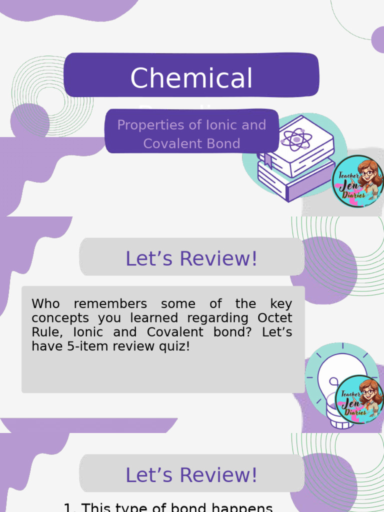 Chemical Bonding - Properties of Ionic and Covalent Bond | PDF ...