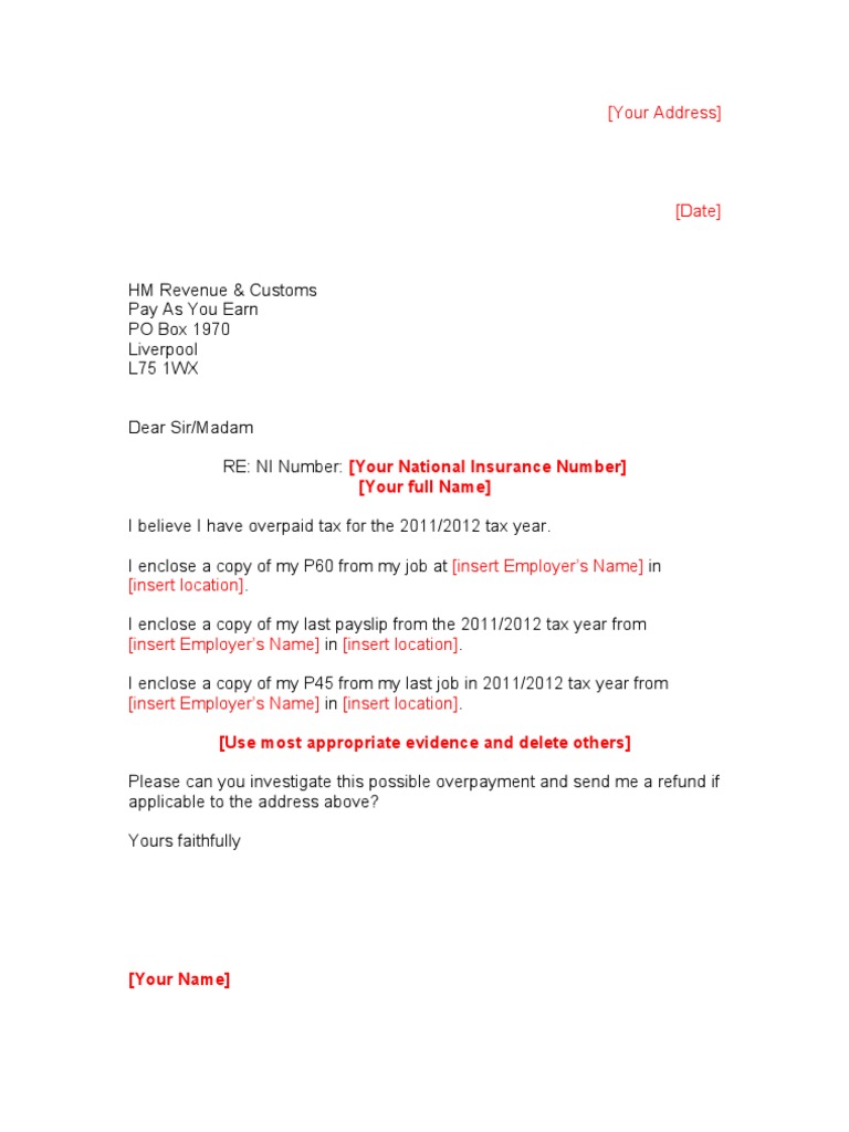 Tax Refund Letter | PDF | Finance & Money Management | Law
