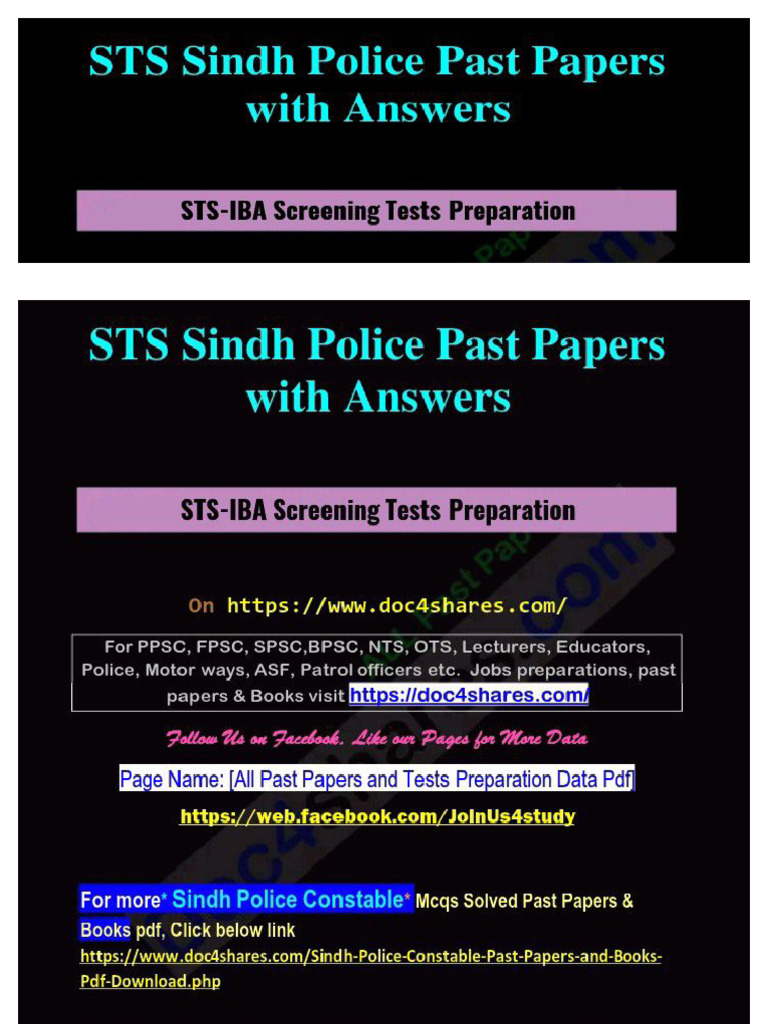 Sindh Police Past Papers | PDF