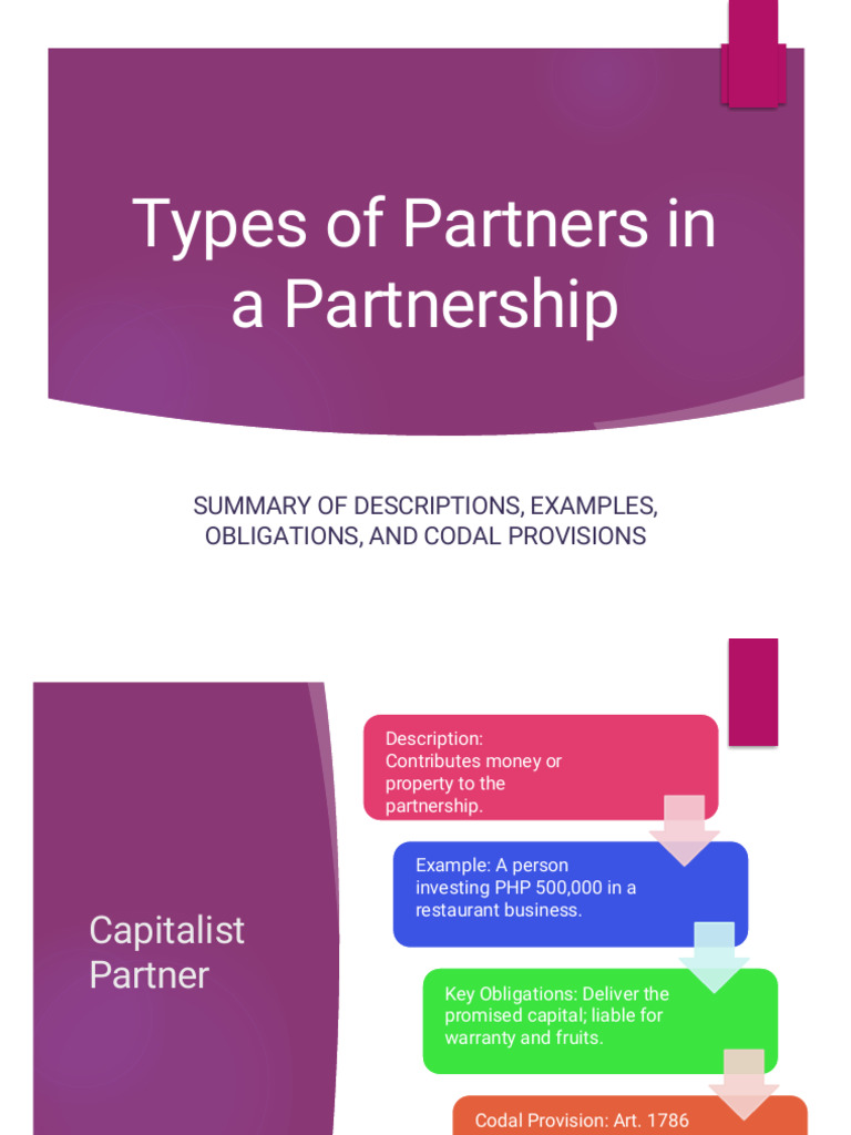 types_of_partners_presentation | PDF | Partnership | Legal Liability
