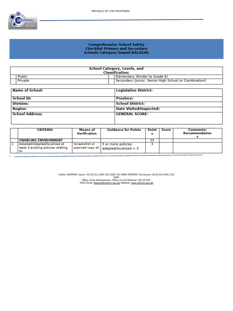 Final Checklists Schools 1 | PDF | Emergency Management | Emergency ...