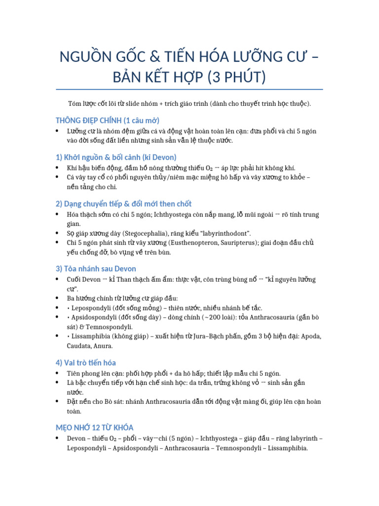 Nguon Goc Tien Hoa Luong Cu Ket Hop 3p | PDF