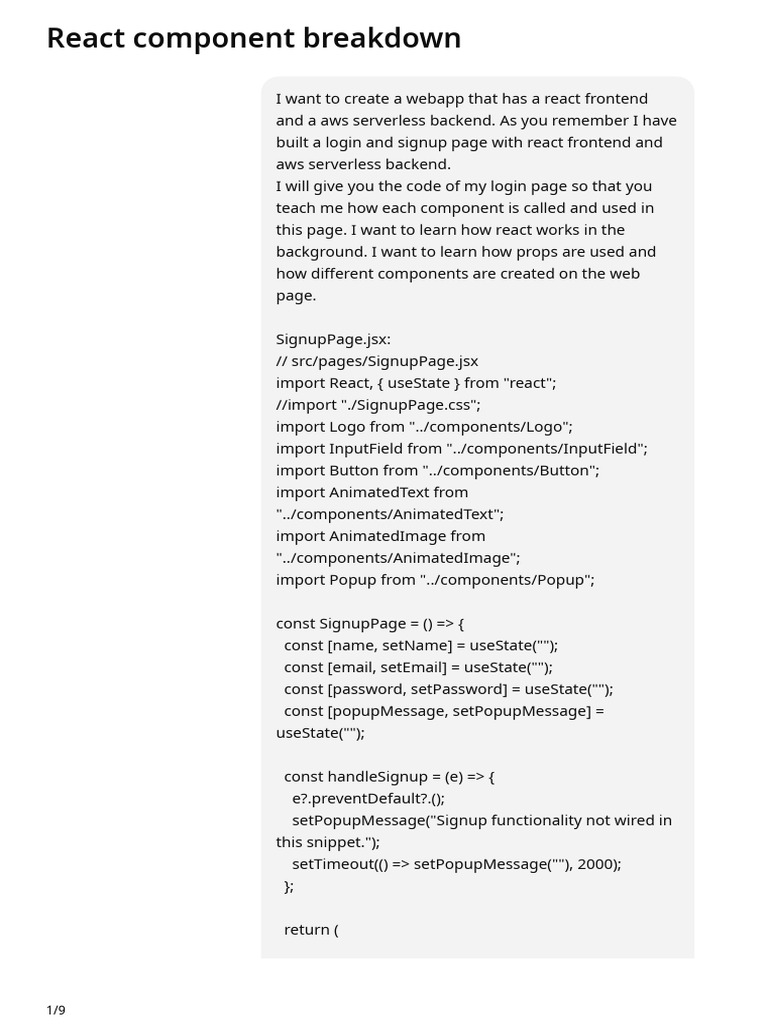 React Component Breakdown | PDF | Computing | Software Engineering