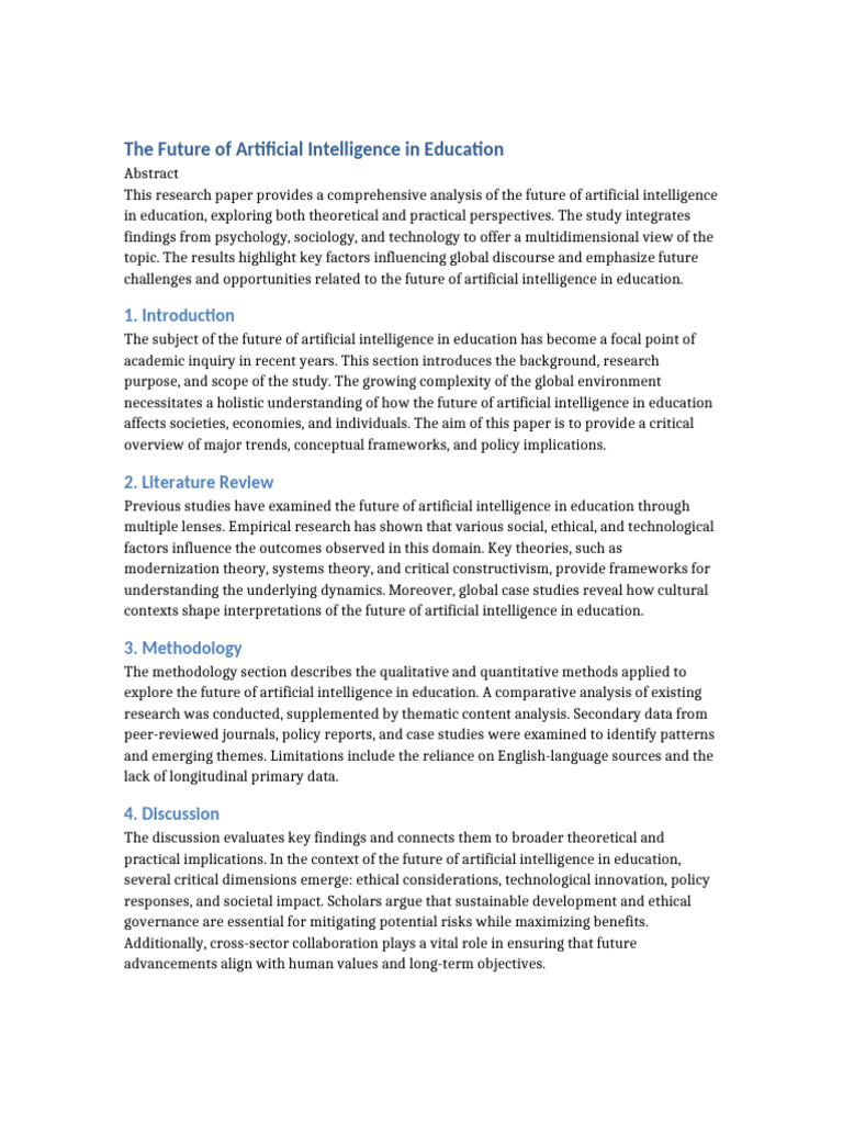 The Future of Artificial Intelligence in Education | PDF | Methodology | Case Study