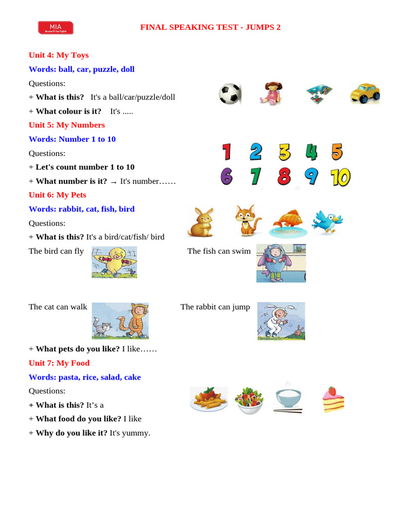 Final Speaking Test For Jumps 2 | PDF