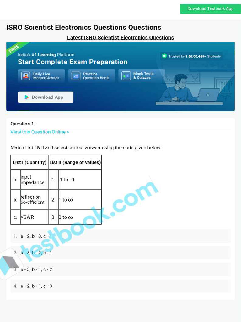 Isro Scientist Electronics Questions 68467c71e01e3b186b342a2d | PDF
