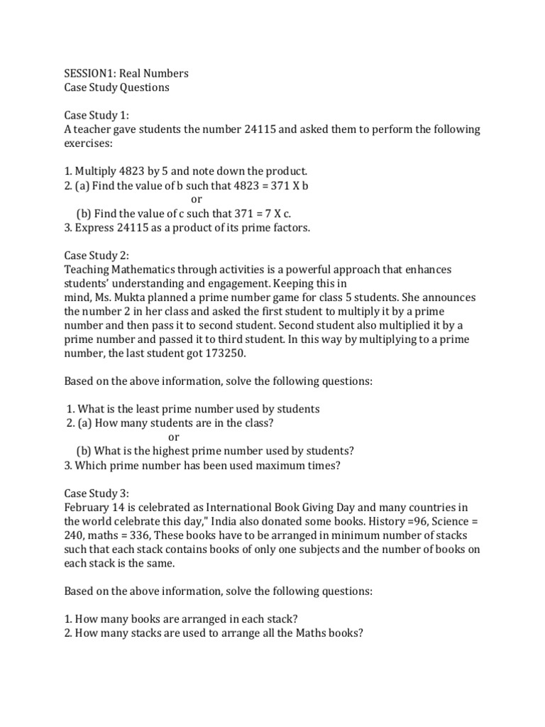 Case Studies on Real Numbers in Math | PDF | Prime Number | Numbers