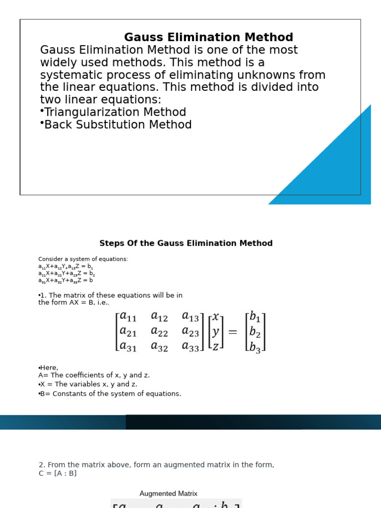 Gauss Elimination Method Explained | PDF | Equations | Mathematical Objects