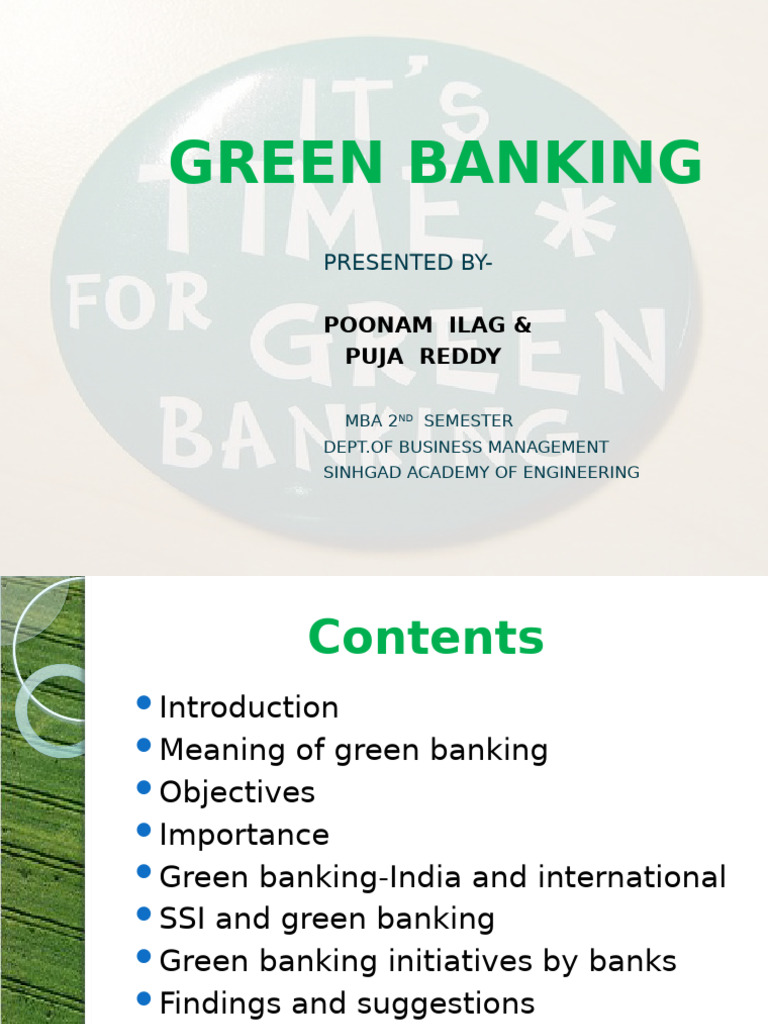 Green Banking Presentation | PDF | Banks | Sustainability