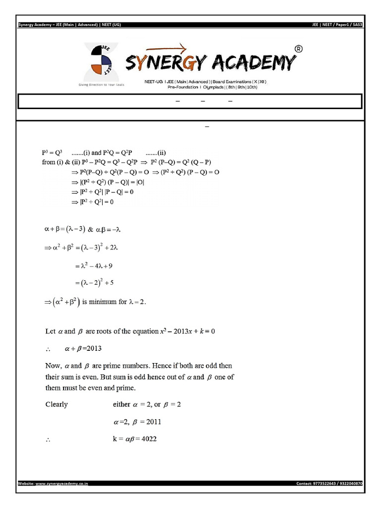 Xii Jee PCM Test 2 Solution 11.05.2025 | PDF | Chemistry | Physical ...