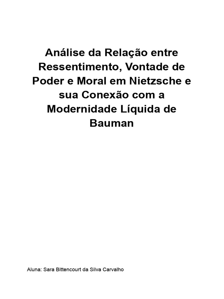 Ressentimento, Vontade de Poder e Moral | PDF | Friedrich Nietzsche