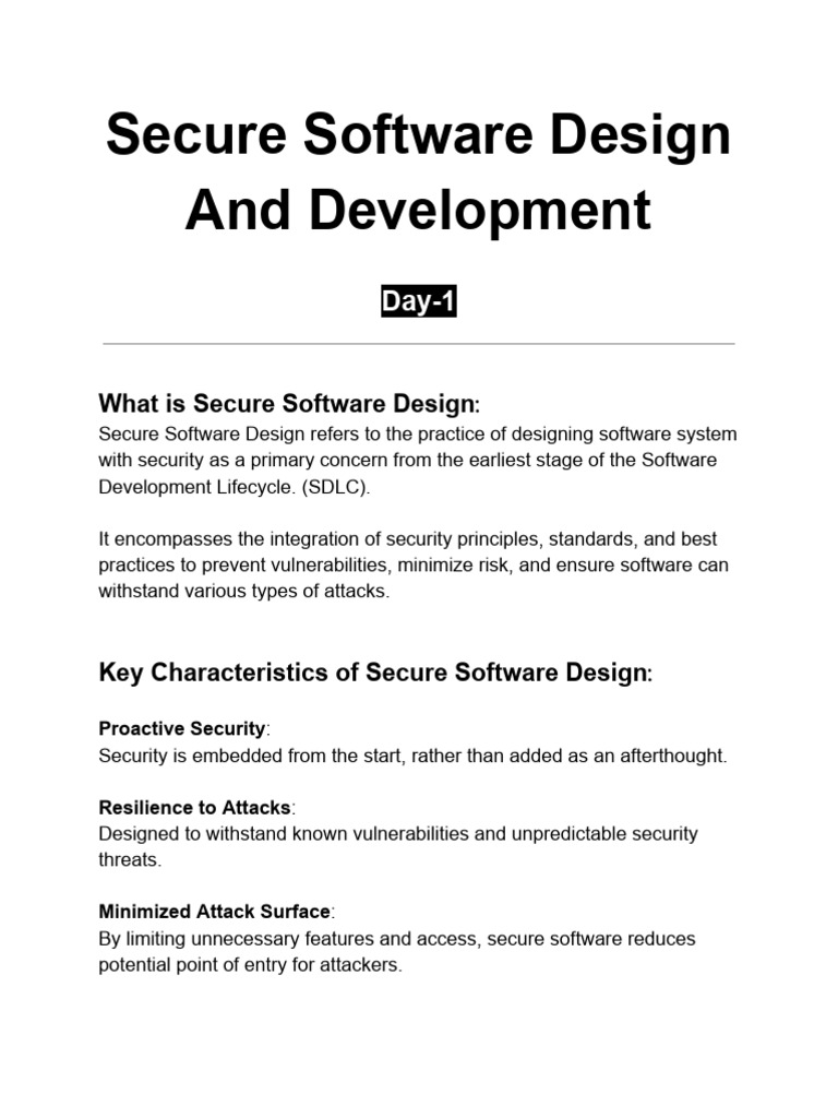 Secure Software Design and Development | PDF | Security | Computer Security