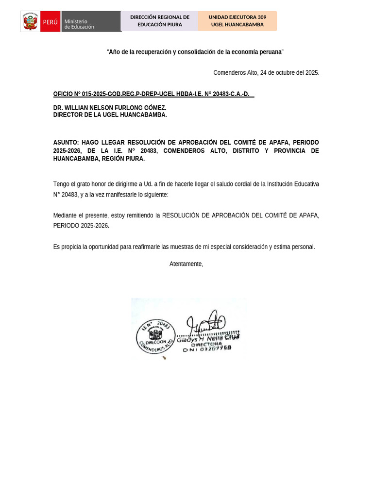Oficio y Resolucion-Apafa-2025 | PDF | Gobierno