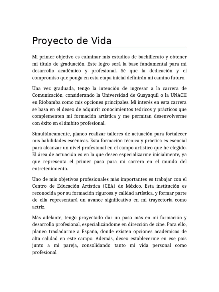 Miproyecto de Vida A Futuro | PDF