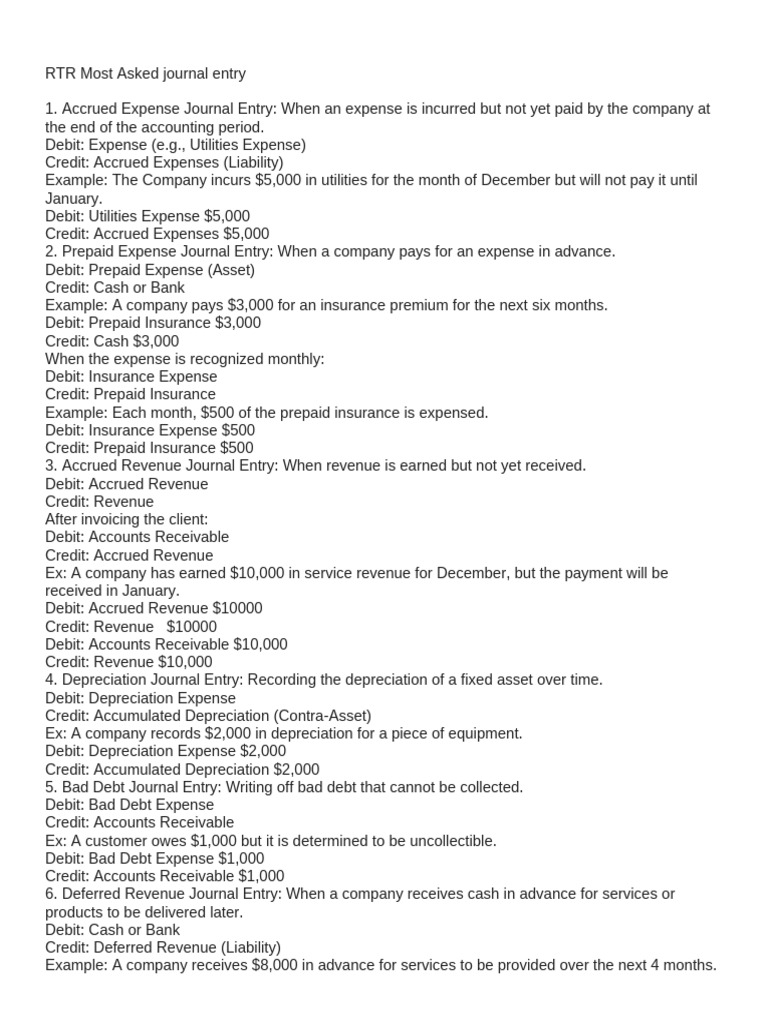 Key Journal Entries in Accounting | PDF | Debits And Credits | Bad Debt