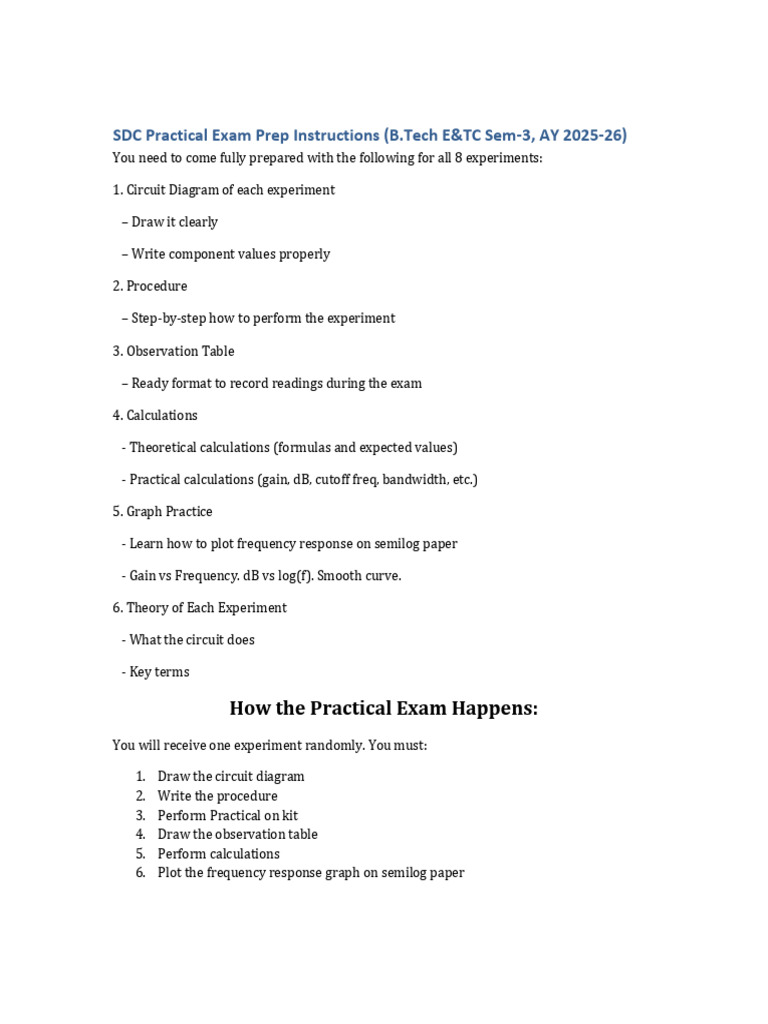 SDC Practical Exam Instructions | PDF