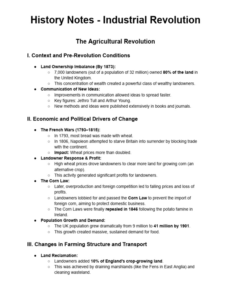 History Notes - Industrial Revolution | PDF | Crop Rotation | Pottery