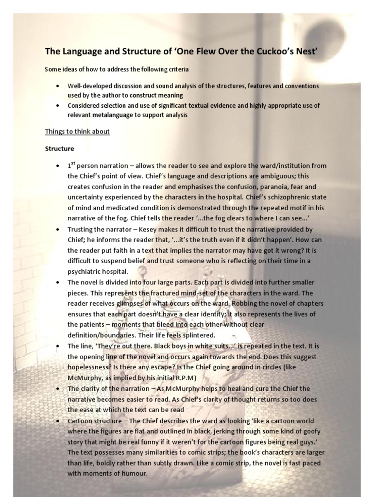 The Language and Structure of Cuckoos Nest | PDF | Narration | Irony