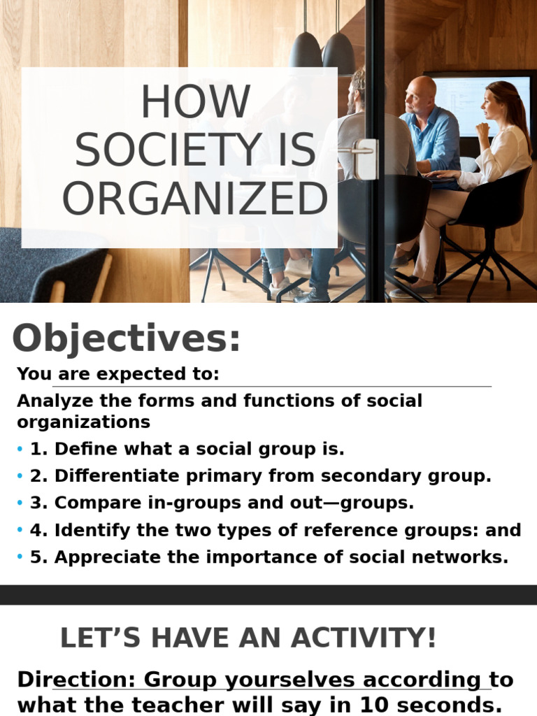 Ucsp Lesson 9how Society Is Organized | PDF | Social Group | Social Network