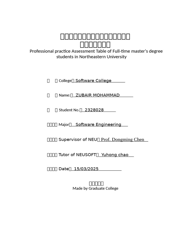 ZUBAIR MOHAMMAD - Professional Practice Assessment Table | PDF ...