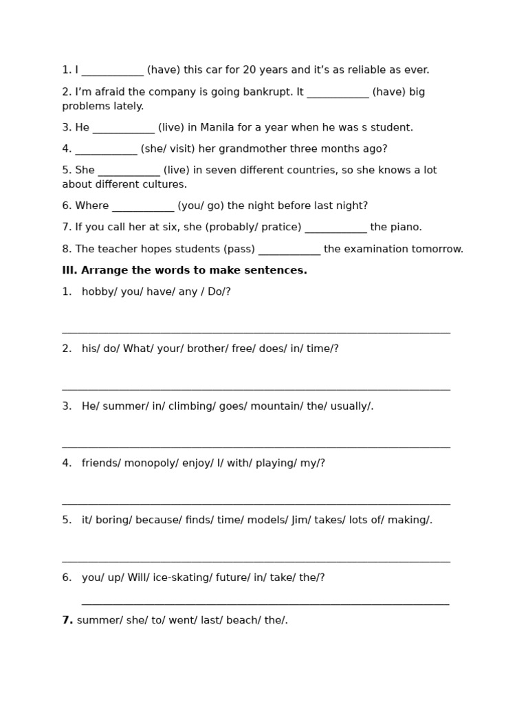English Grammar Practice Exercises | PDF