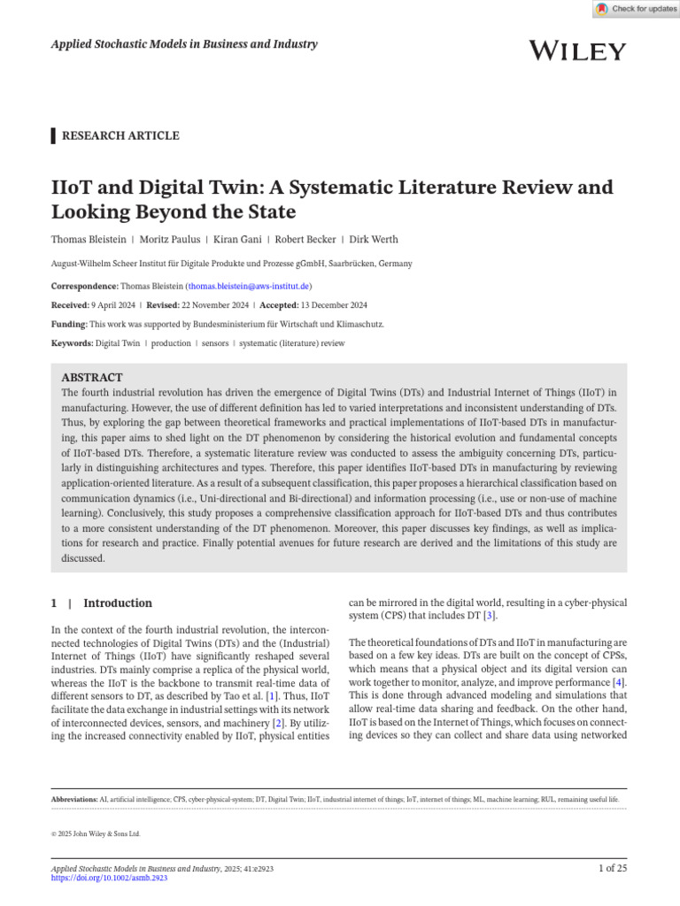 IIoT and Digital Twin Literature Review | PDF | Internet Of Things ...